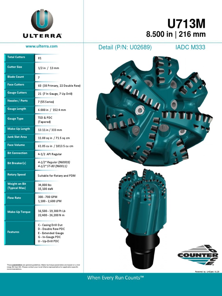 Ulterra 8.5 - U713mcdeguz - Spec. Sheet | PDF