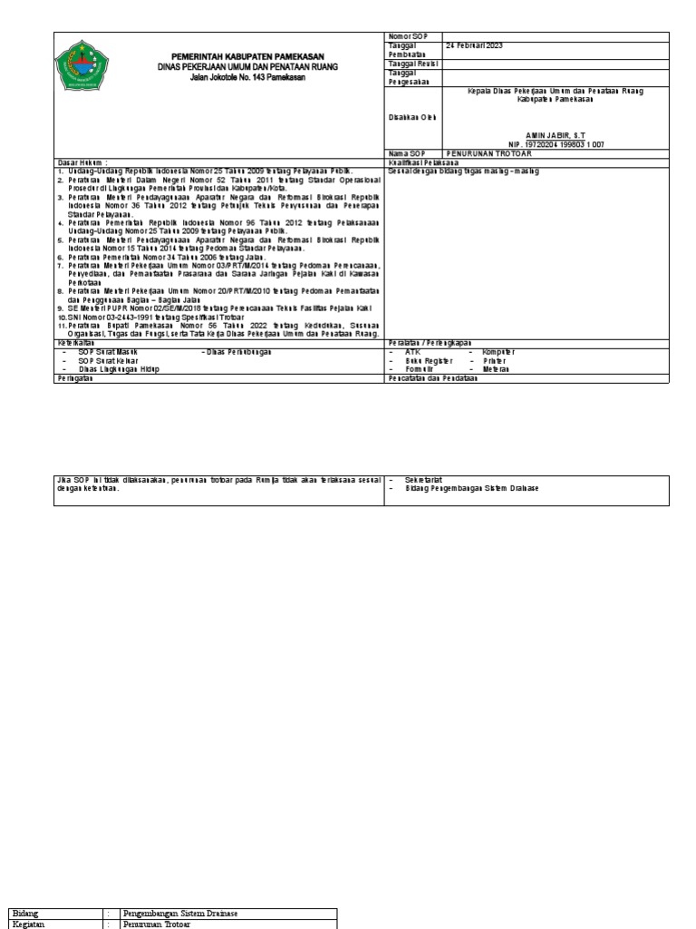 SOP Pelaksanaan | PDF