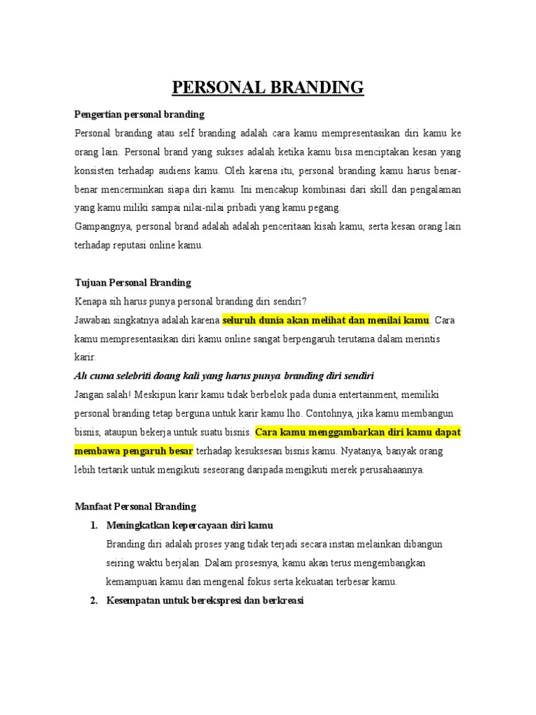 Personal Branding | PDF