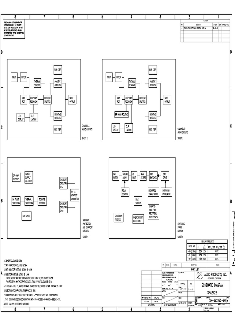 QSC Sra2422 Amplifier Schematic | PDF