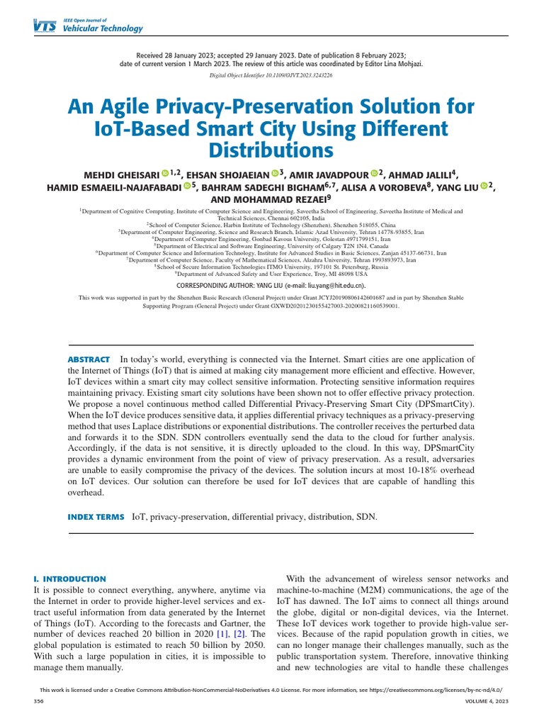 An Agile Privacy-Preservation Solution For IoT-Based Smart City Using ...