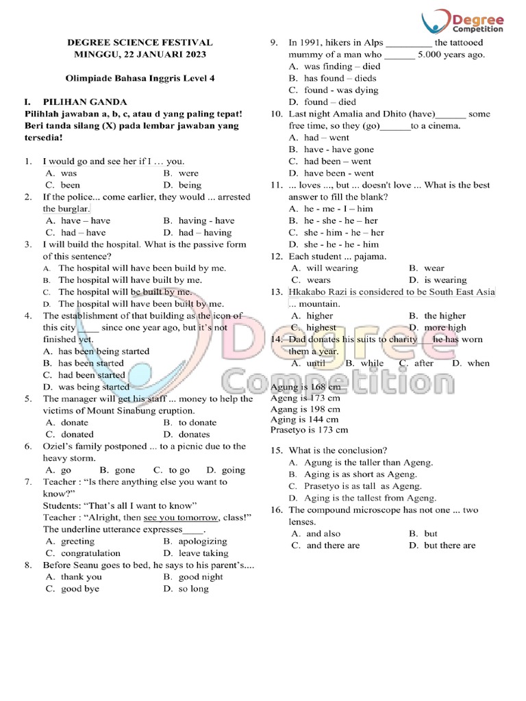 Soal English Level 4 | PDF