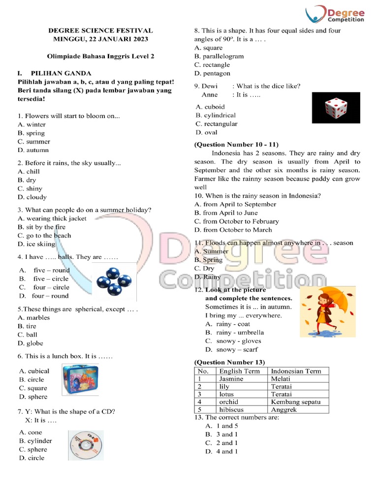 Soal English Level 2 | PDF