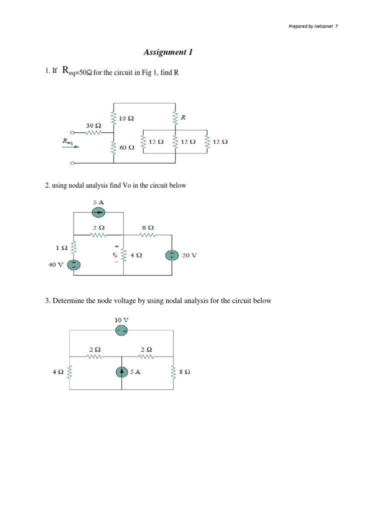 Electronics Worksheet Assignment 1 | PDF