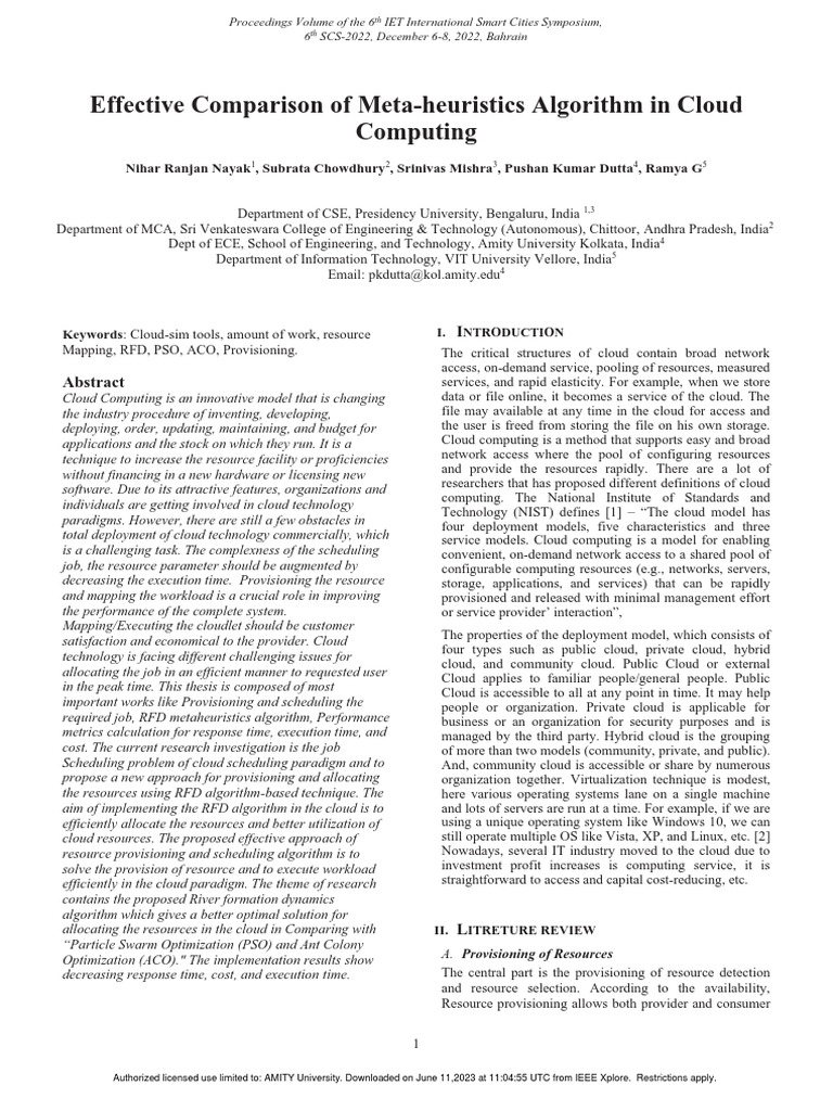 Cloud Meta-heuristics for IT Experts | PDF | Computers