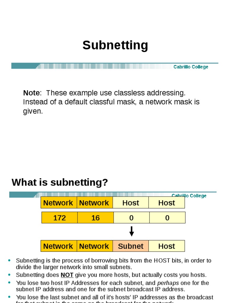 Classless Subnetting | PDF | Ip Address | Telecommunications
