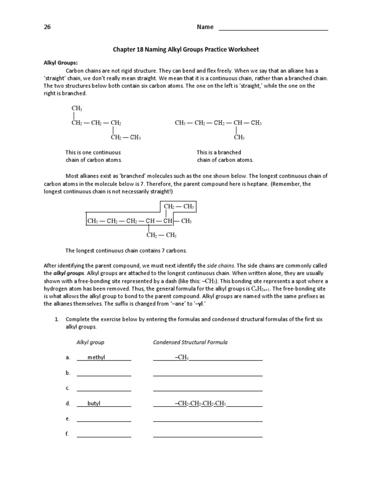 Naming and Practice of Alkyl Groups | PDF | Science & Mathematics ...