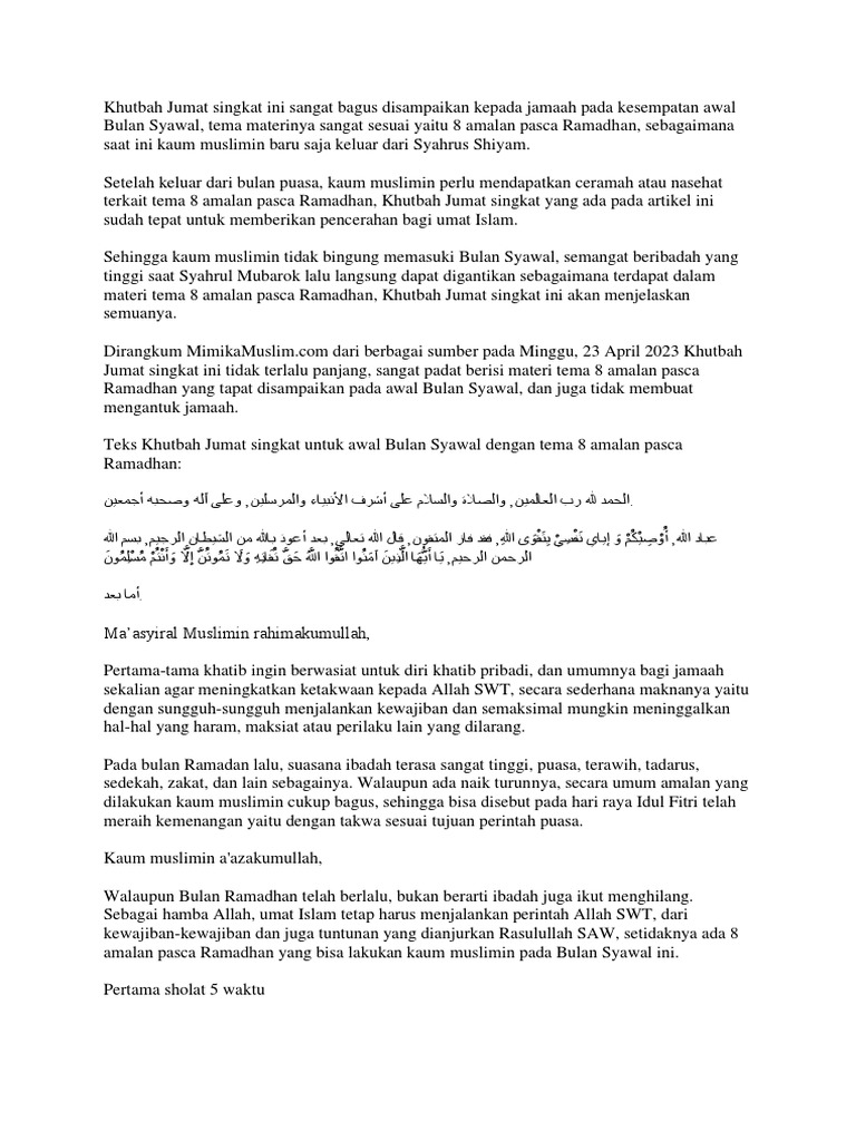 Khutbah Kedua Sholat Jumat | PDF | Agama & Spiritualitas