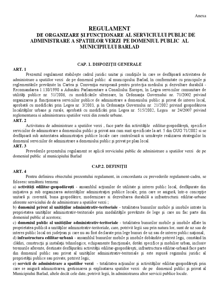 Regulament Spatii Verzi | PDF