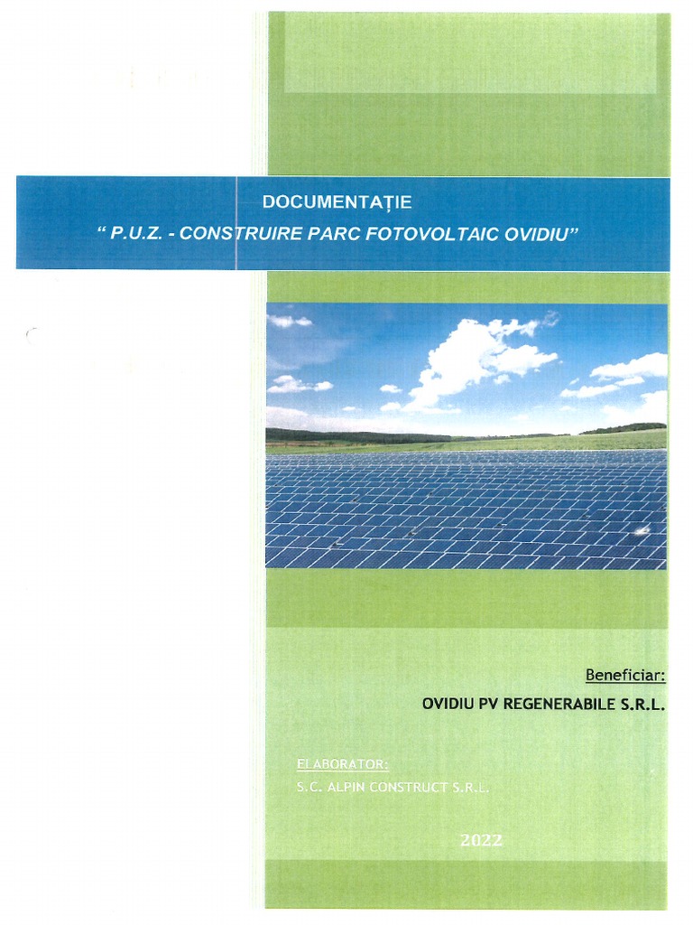 Documentatie PUZ - Construire PARC FOTOVOLTAIC OVIDIU 1-8 | PDF