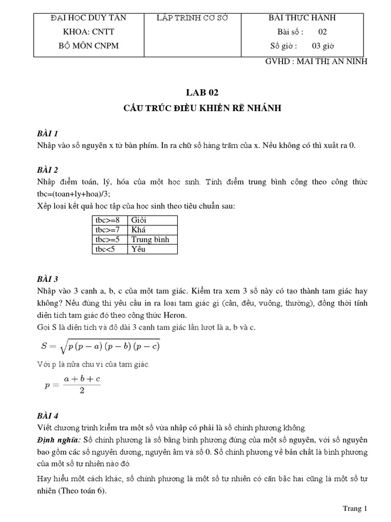CS 211-Lap Trinh Co So - 2022F-Lecture LAB - 2 | PDF
