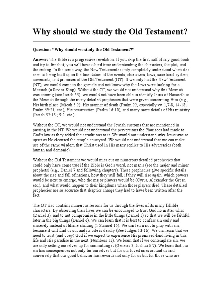 Why Should We Study The Old Testament | PDF | Old Testament | Jesus