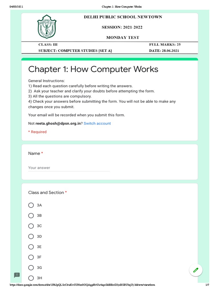 CL 3 - Computer Studies - Set A - MT I - 2021-22 | PDF