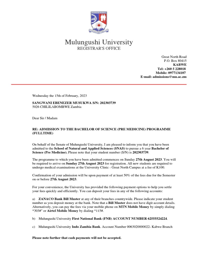 Admission Letter - 2023-02-15T160406.211 | PDF