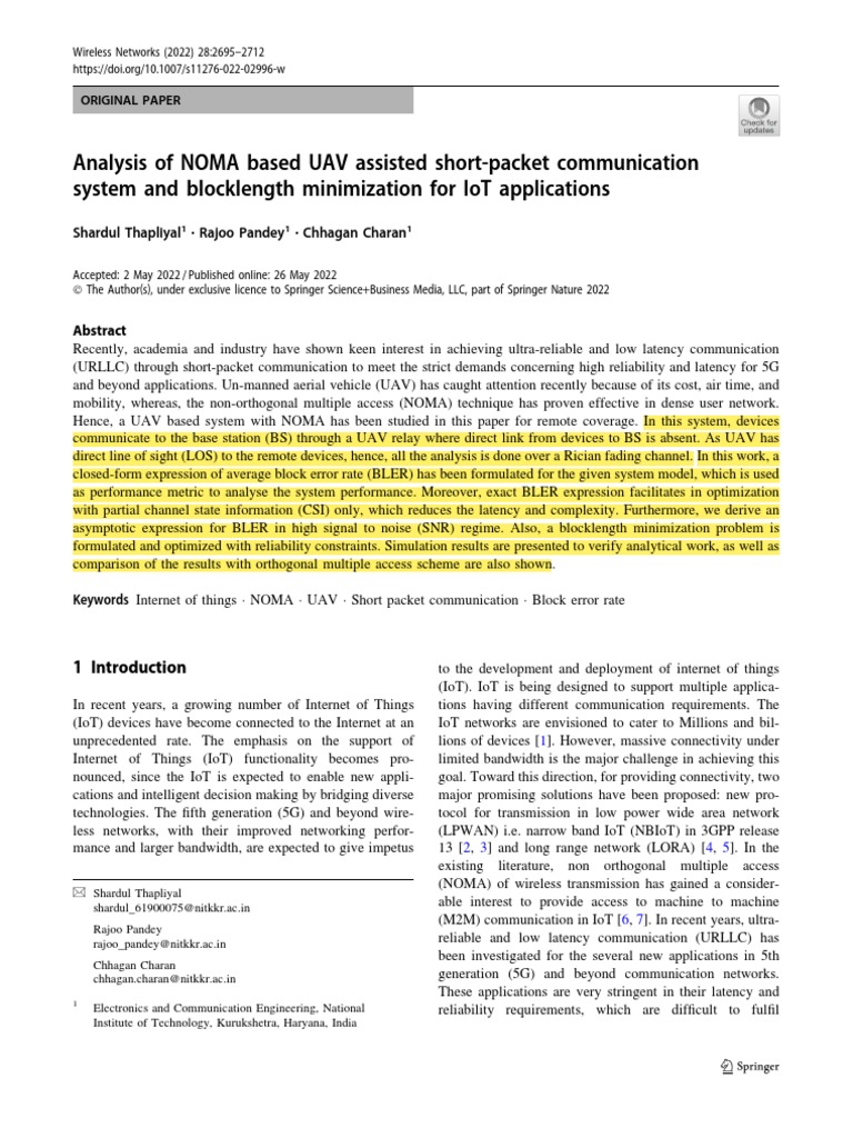 2 Analysis Of Noma Based Uav Assisted Short Packet Communication System And Blocklength