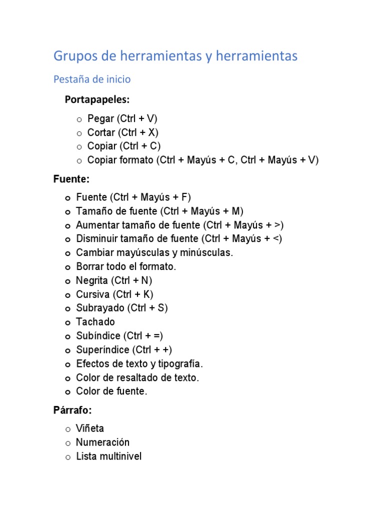 Atajos de teclado para edición de texto | PDF