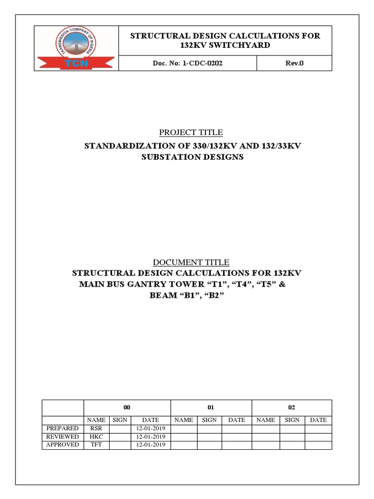1-Cdc-0202-Design Calculations For Main Bus Gantry Structure | PDF