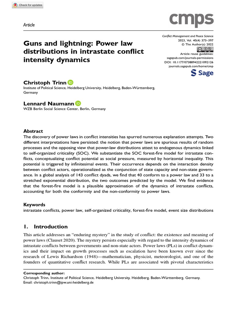 Guns And Lightning Power Law Distributions In Intrastate Conflict