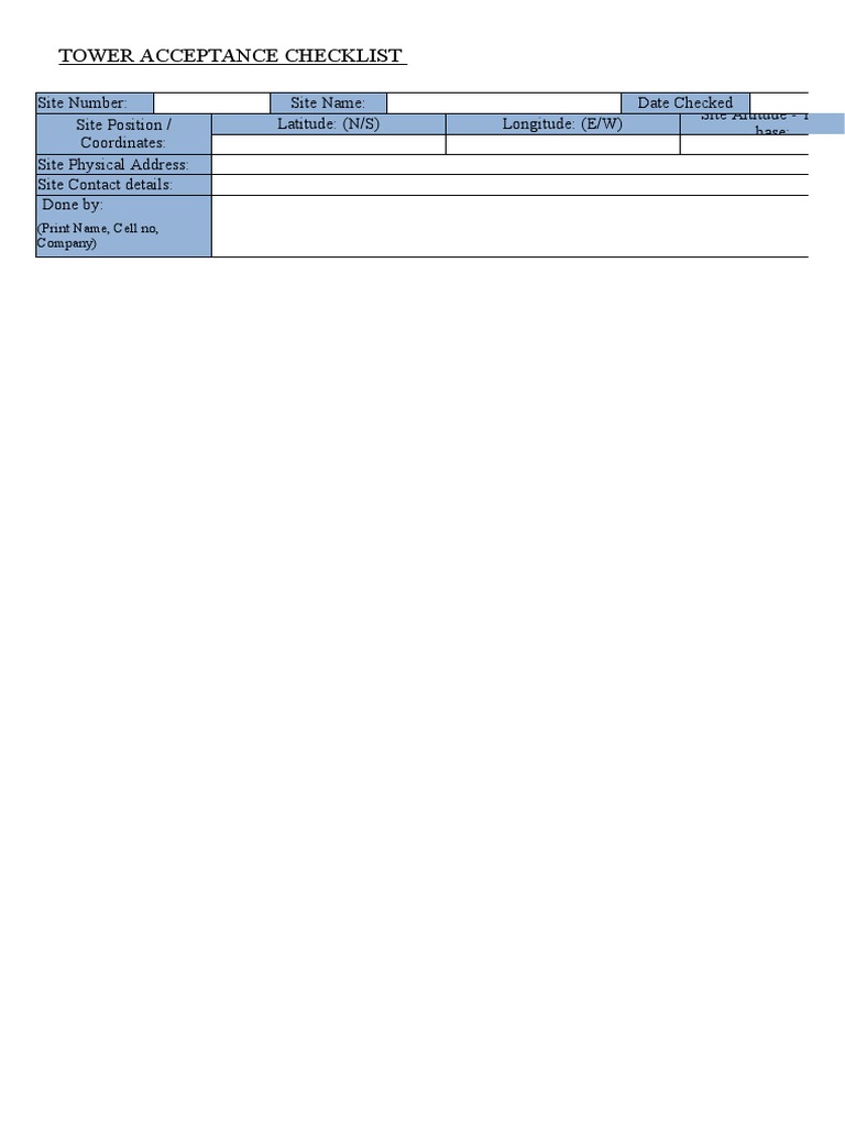 Tower Acceptance Checklist | PDF