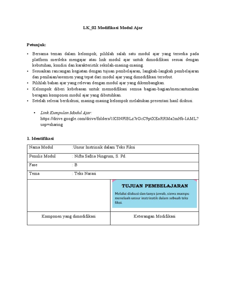 LK 5 - Modifikasi Modul Ajar | PDF