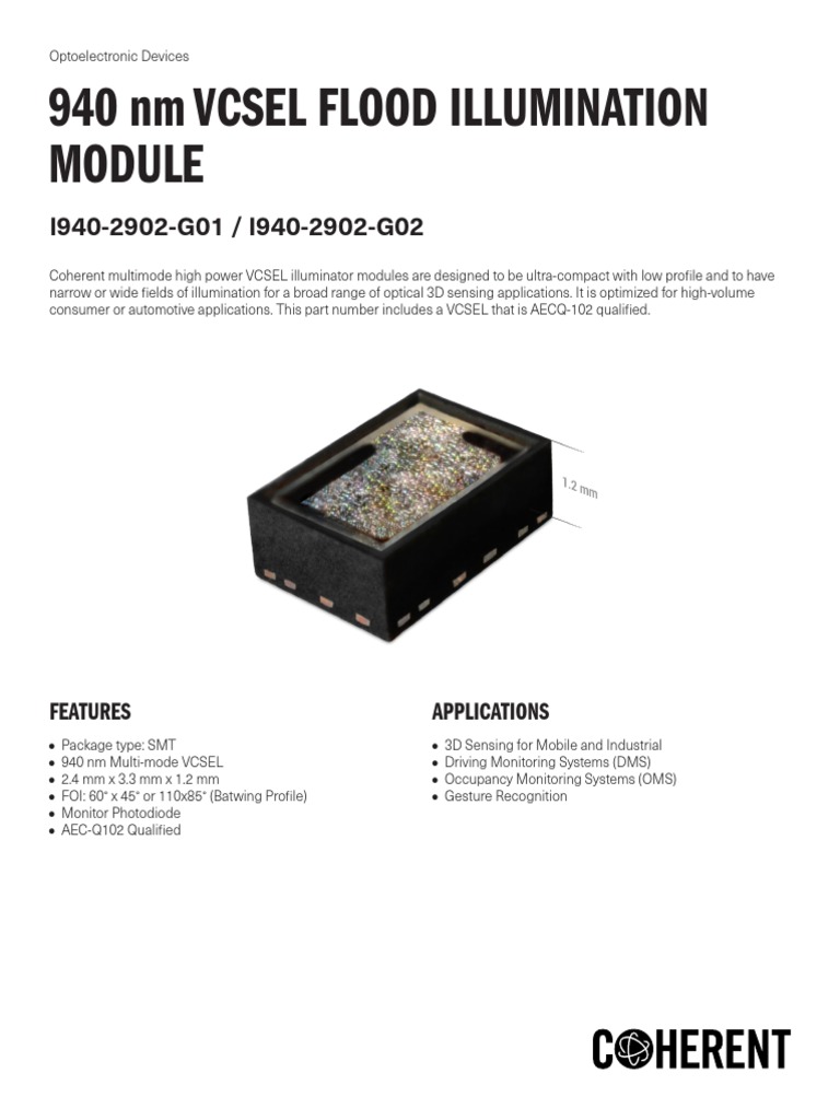 940nm Vcsel Flood Illumination Module Ds | PDF | Science & Mathematics ...