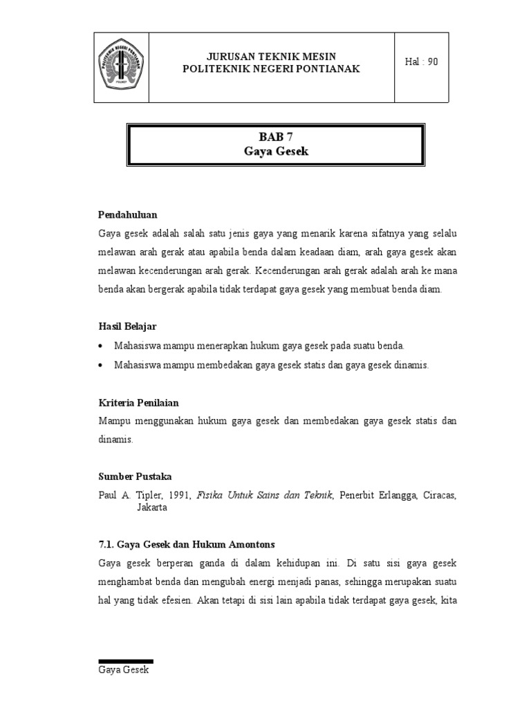 Bab 7 Gaya Gesek | PDF