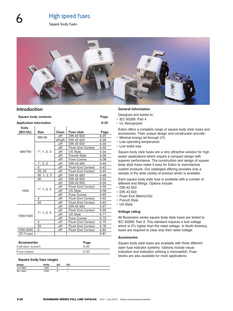 Bussmann Square Body Fuse Catalog | PDF | Fuse (Electrical) | Physical ...
