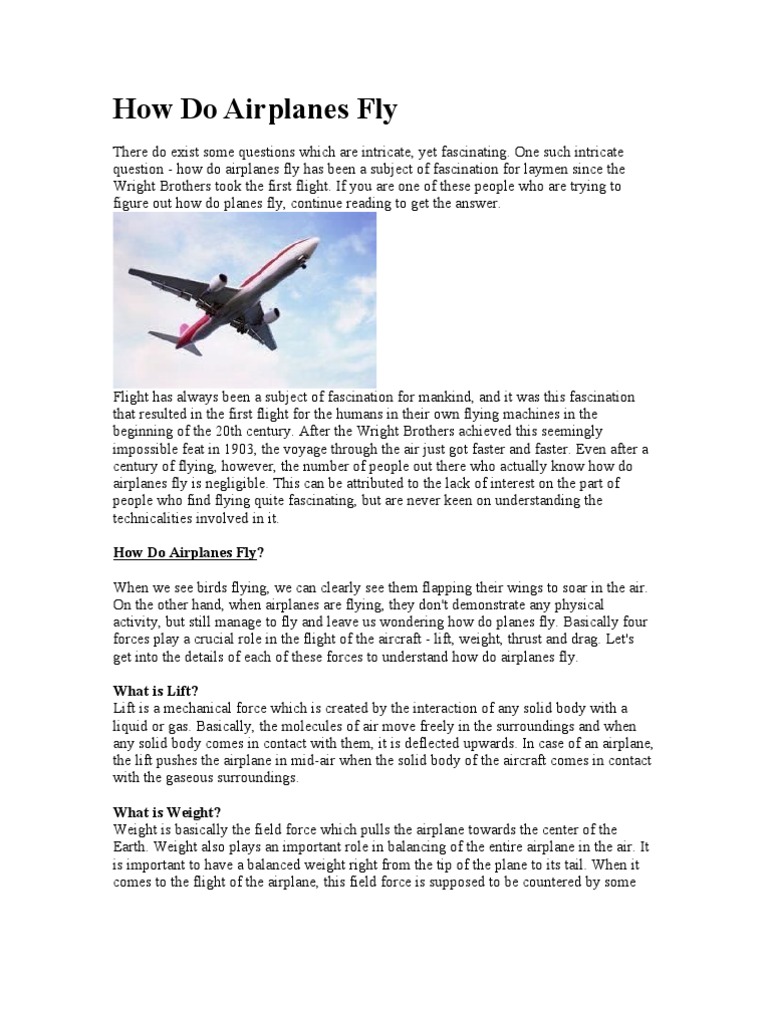 How Do Airplanes Fly | Download Free PDF | Flight | Lift (Force)