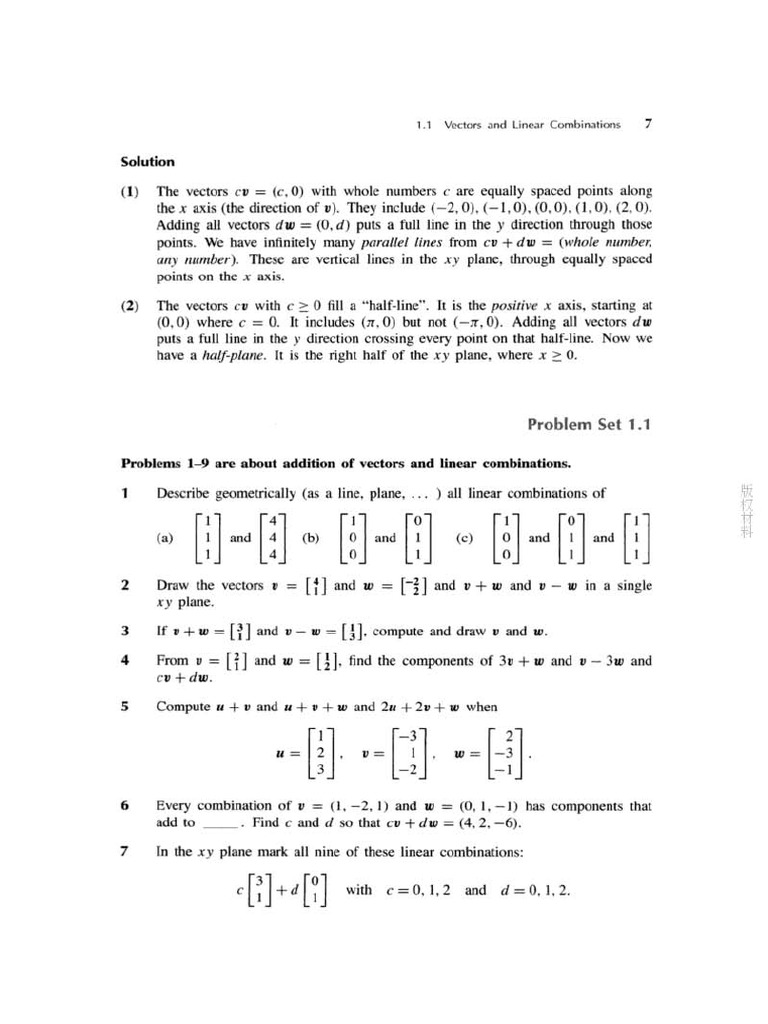 Linear Combinations Tut Questions Pdf