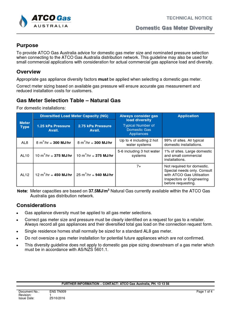 Domestic Gas Meter Sizing Guidelines | PDF | Home & Garden | Science ...