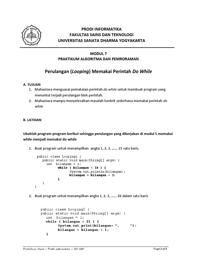 Modul 7 Praktikum Alpro - Perulangan Dengan Perintah Do-While | PDF