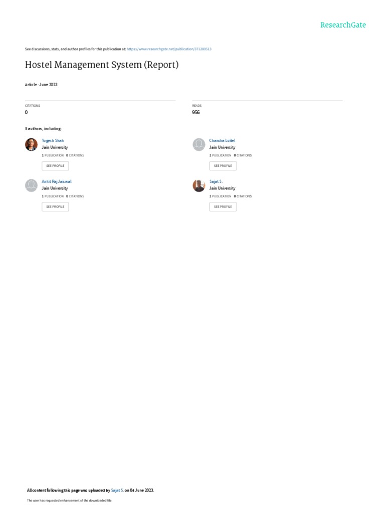 Hostel Management System Report | PDF