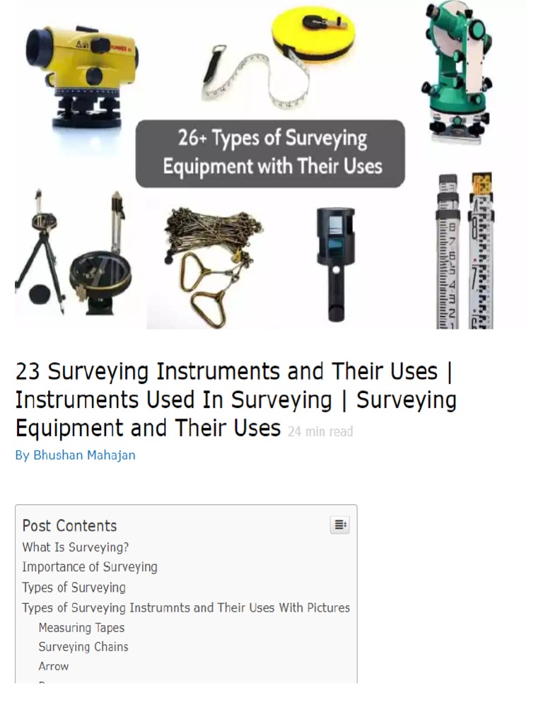 Surveying Instruments PDF | PDF