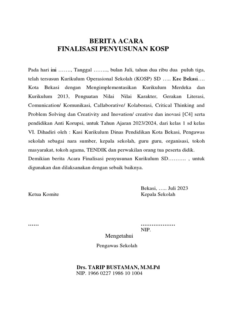 Berita Acara KOSP | PDF