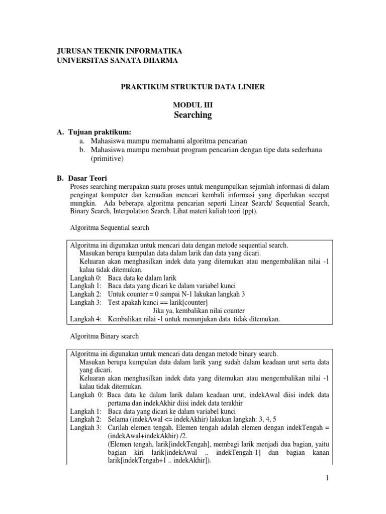 Praktikum Modul 3a SDL - Searching | PDF