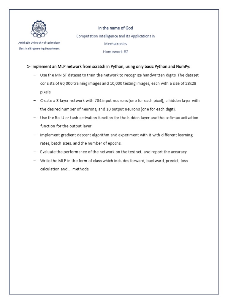 MLP Network Implementation Homework #2 | PDF | Cognition | Theoretical ...