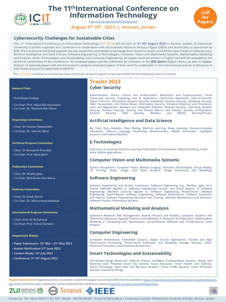 ICIT 2023 Call for Papers | PDF | Computers