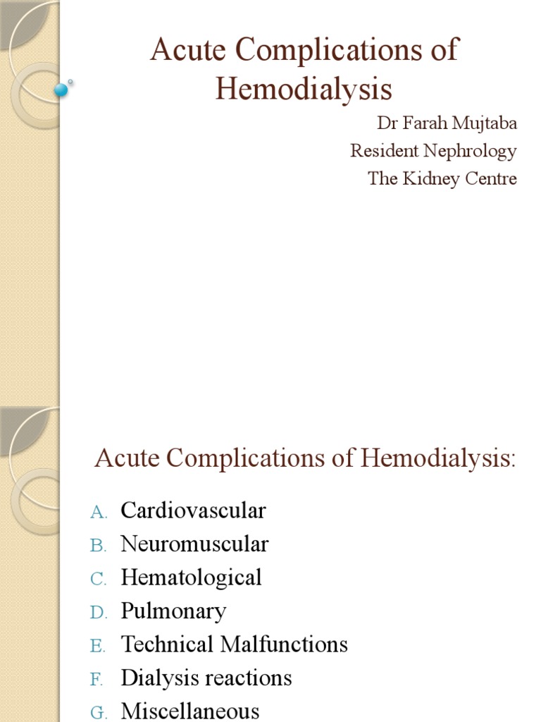 Acute Complications of Hemodialysis | PDF | Hemodialysis | Ischemia