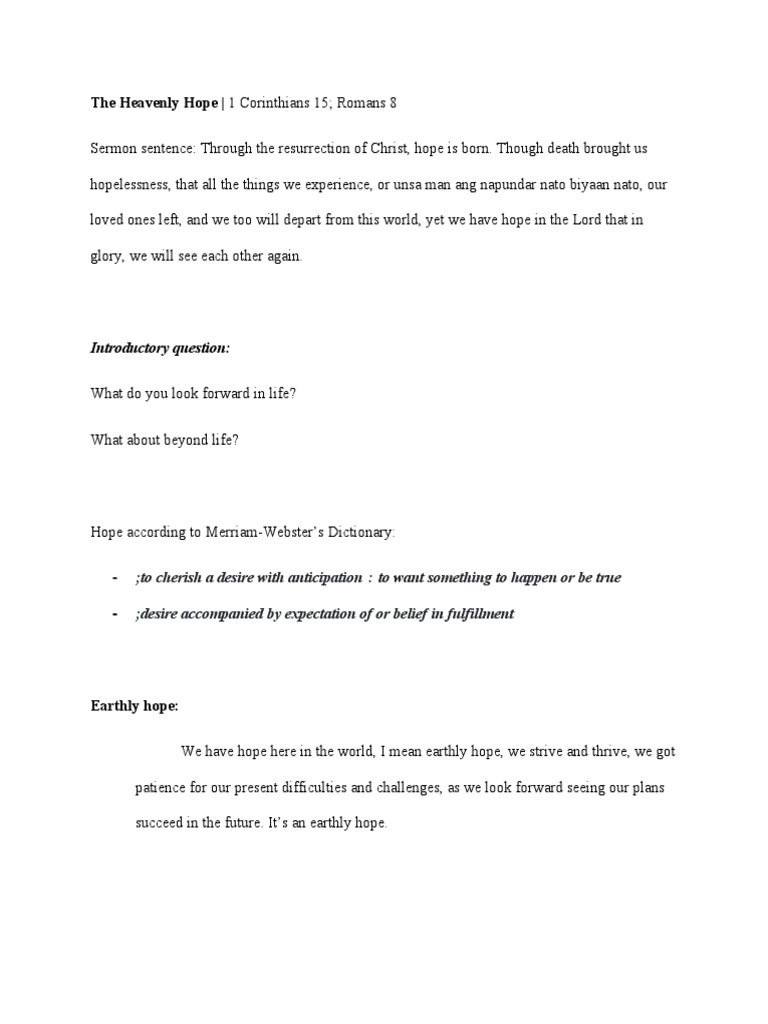 The Heavenly Hope | PDF | Resurrection Of Jesus | Eternal Life ...