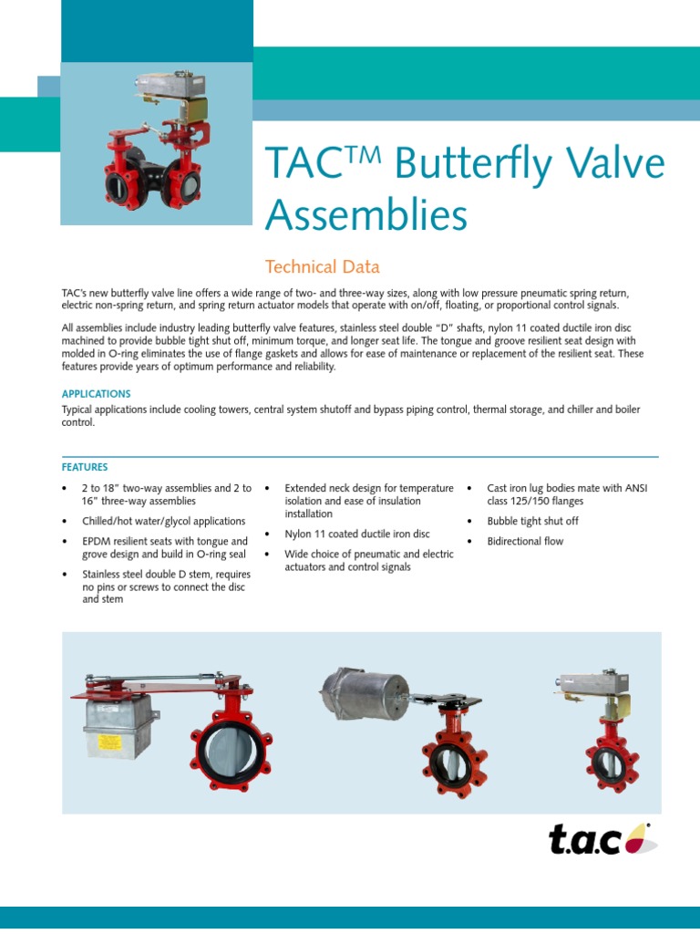 Butterfly Valve Assemblies Tech Sheet | PDF | Valve | Machines