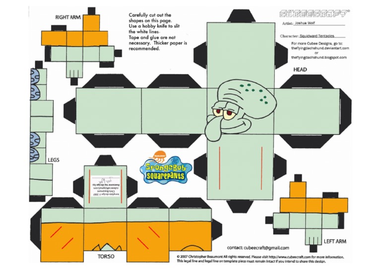 Squidward Paper Toy Paper Craft | PDF