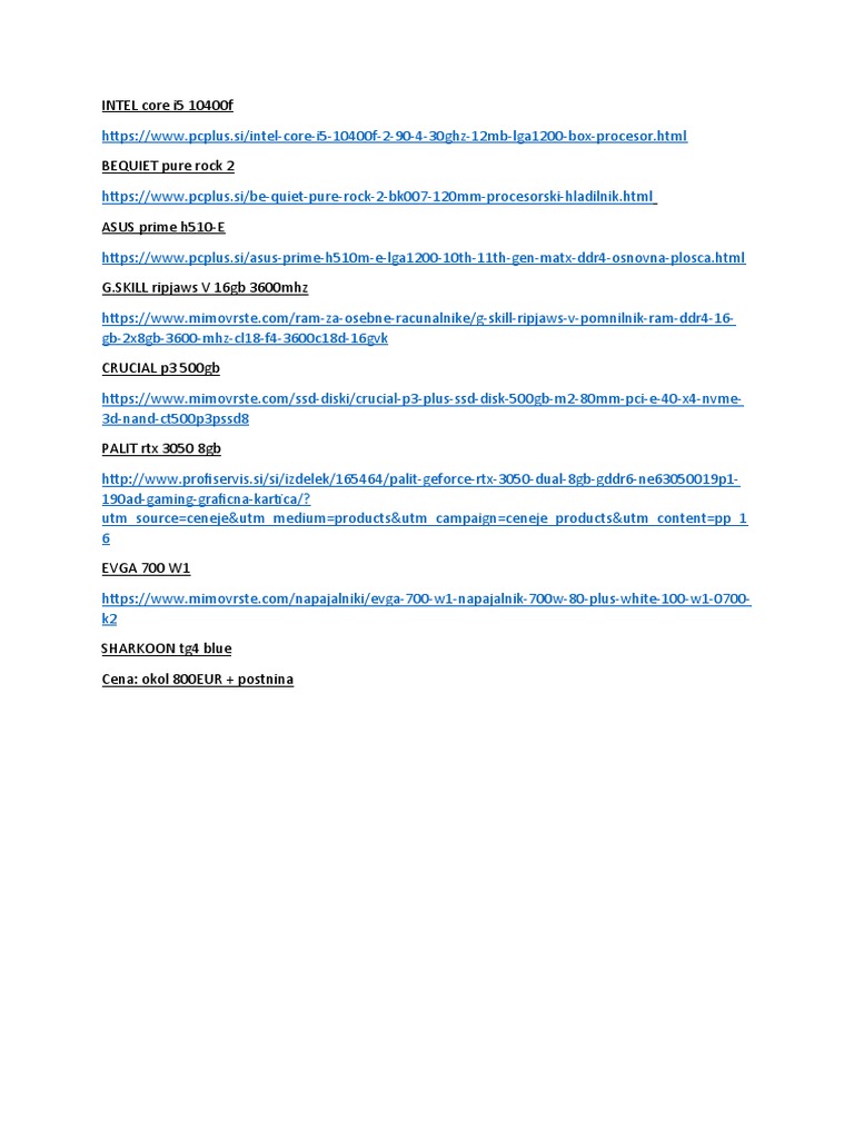 INTEL Core I5 10400f | PDF