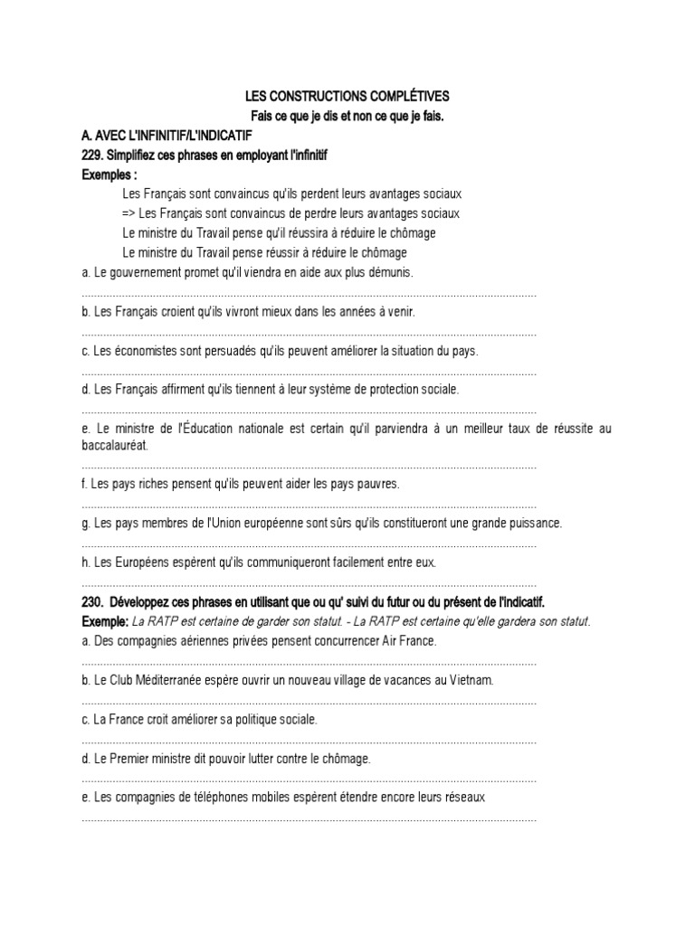 Les Constructions Complétives | PDF
