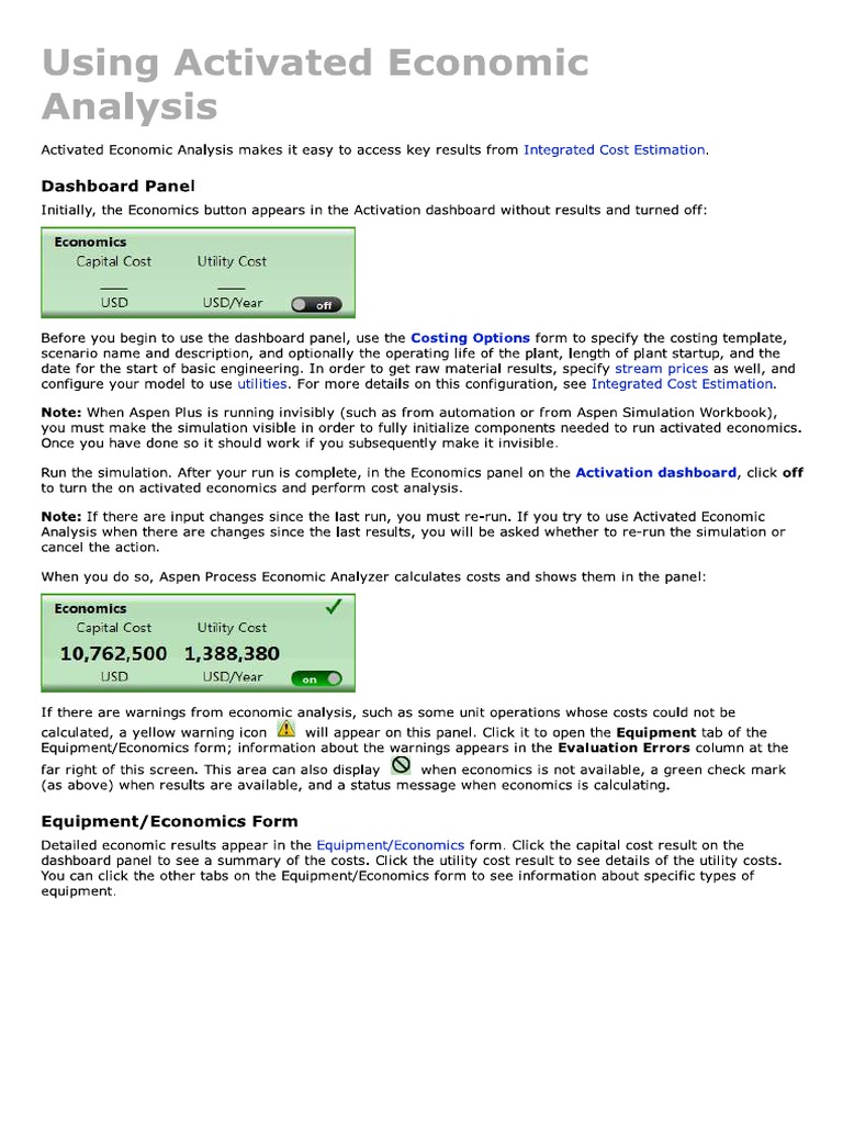 Aspen Process Economic Analysis - Manual | PDF