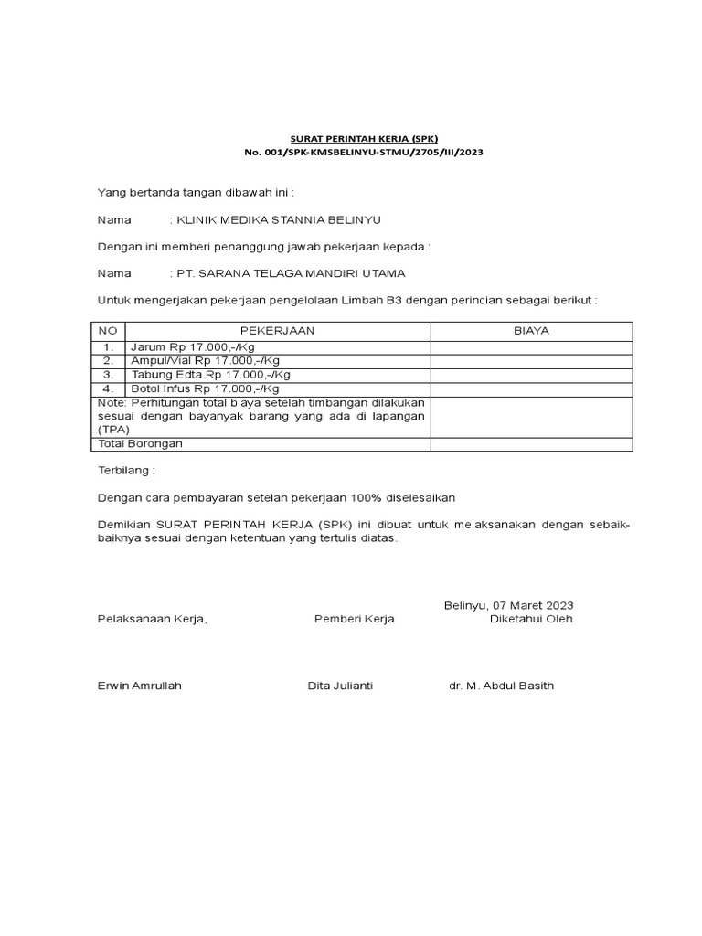 SPK Pengelolaan Limbah B3 | PDF