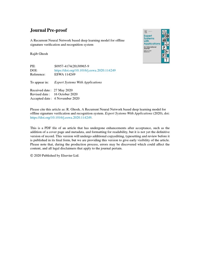 A Recurrent Neural Network Based Deep Learning Model For Offline | PDF | Authentication | Deep ...