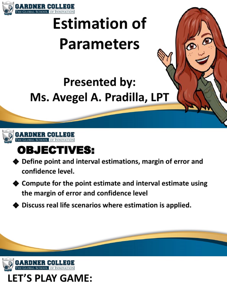 ESTIMATION OF PARAMETERS (PART 1).pptx | PDF | Confidence Interval | Estimator