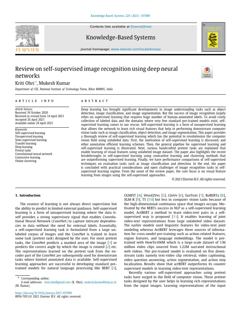 Review On Self-Supervised Image Recognition Using Deep Neural | PDF | Art