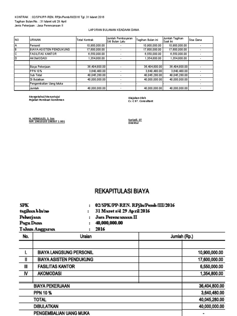 'Dokumen - Tips - Invoice Pekerjaan Perencanaan | PDF