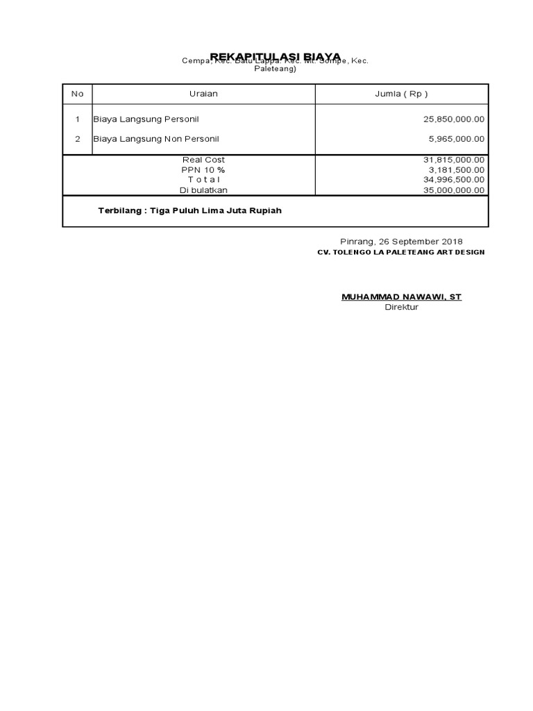 RAB Biaya Perencanaan III | PDF
